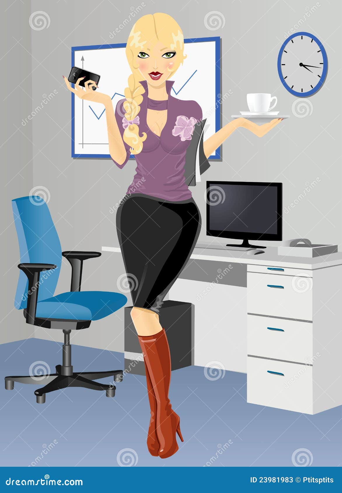 Pretty Secretary in the Office Stock Vector - Illustration of ...