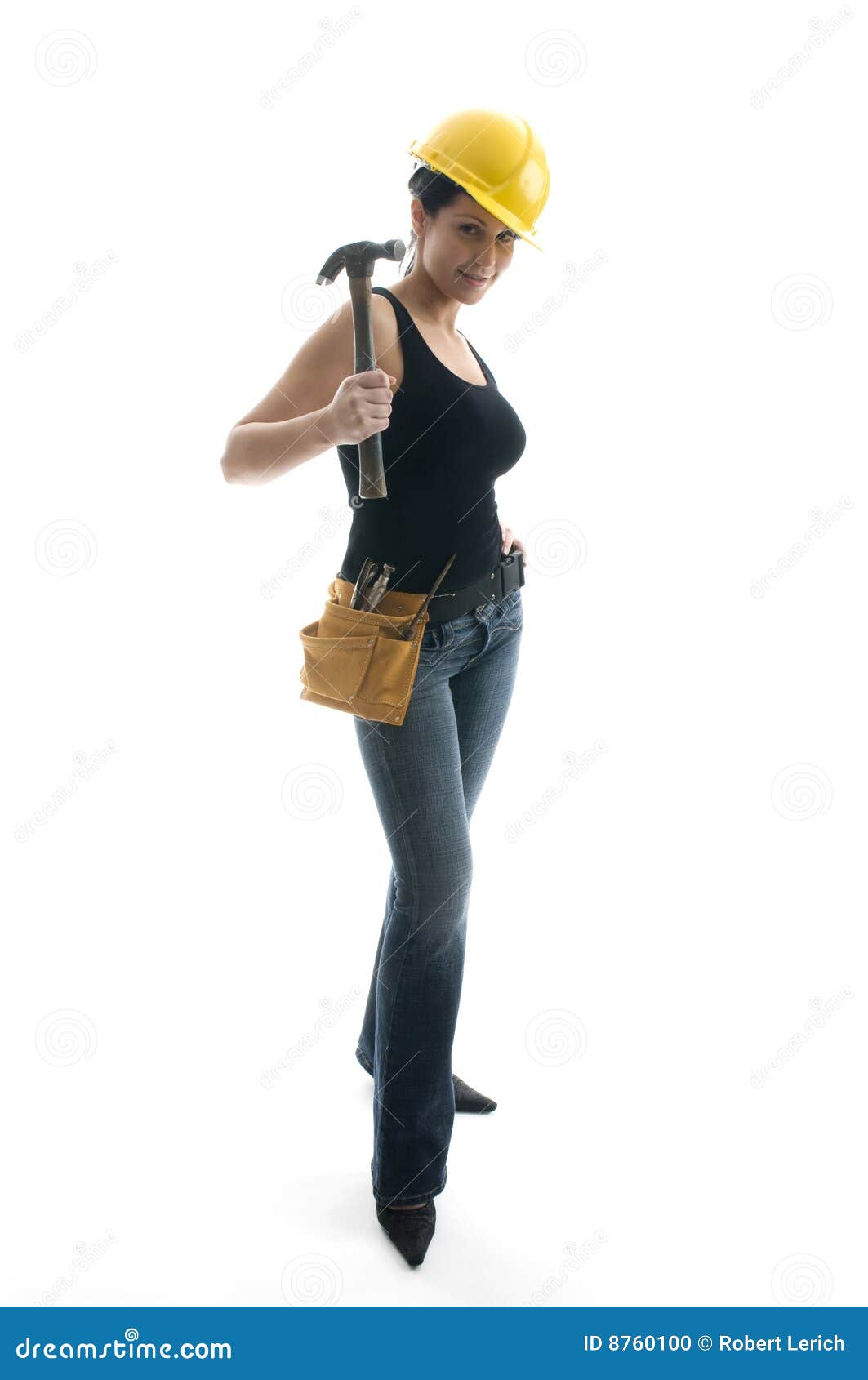 Pretty Female Young Construction Worker Stock Photo - Image of lady ...