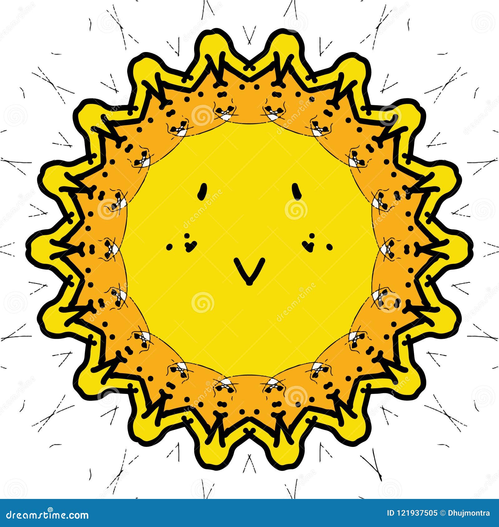 Pretty shining yellow sun stock vector. Illustration of doodle - 121937505