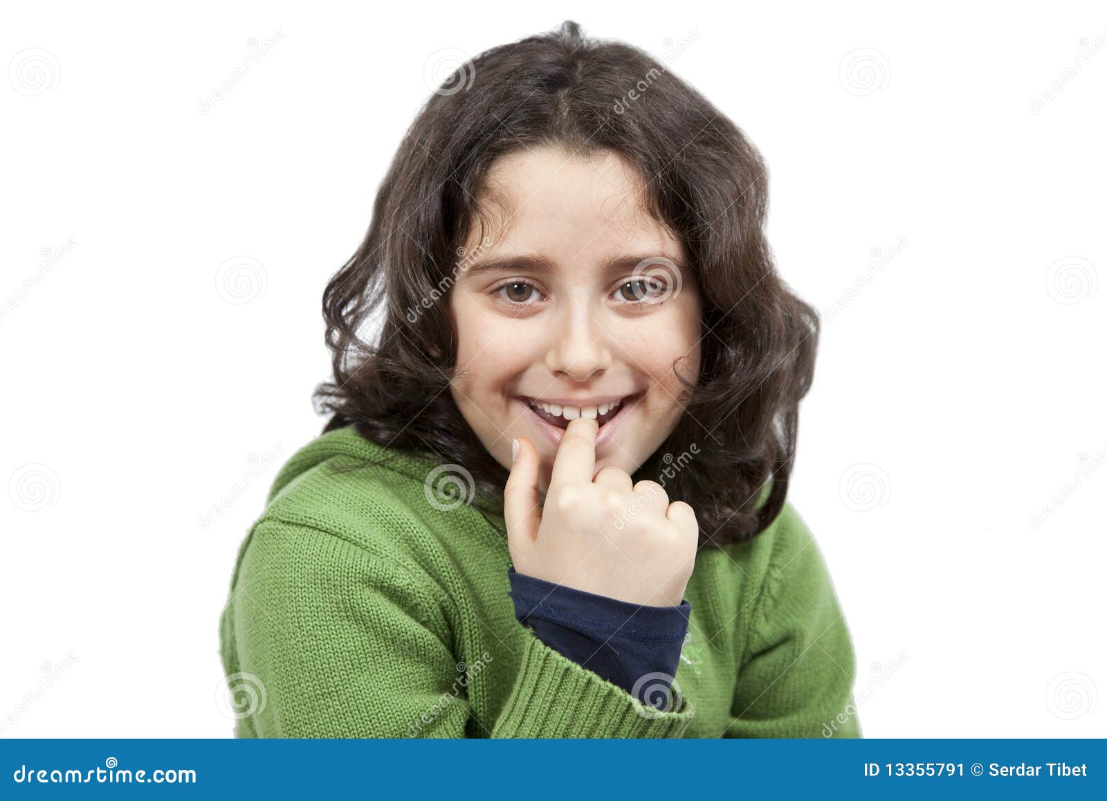 Pretty Shy Girl Biting Her Finger Stock Image - Image of holiday, leap ...