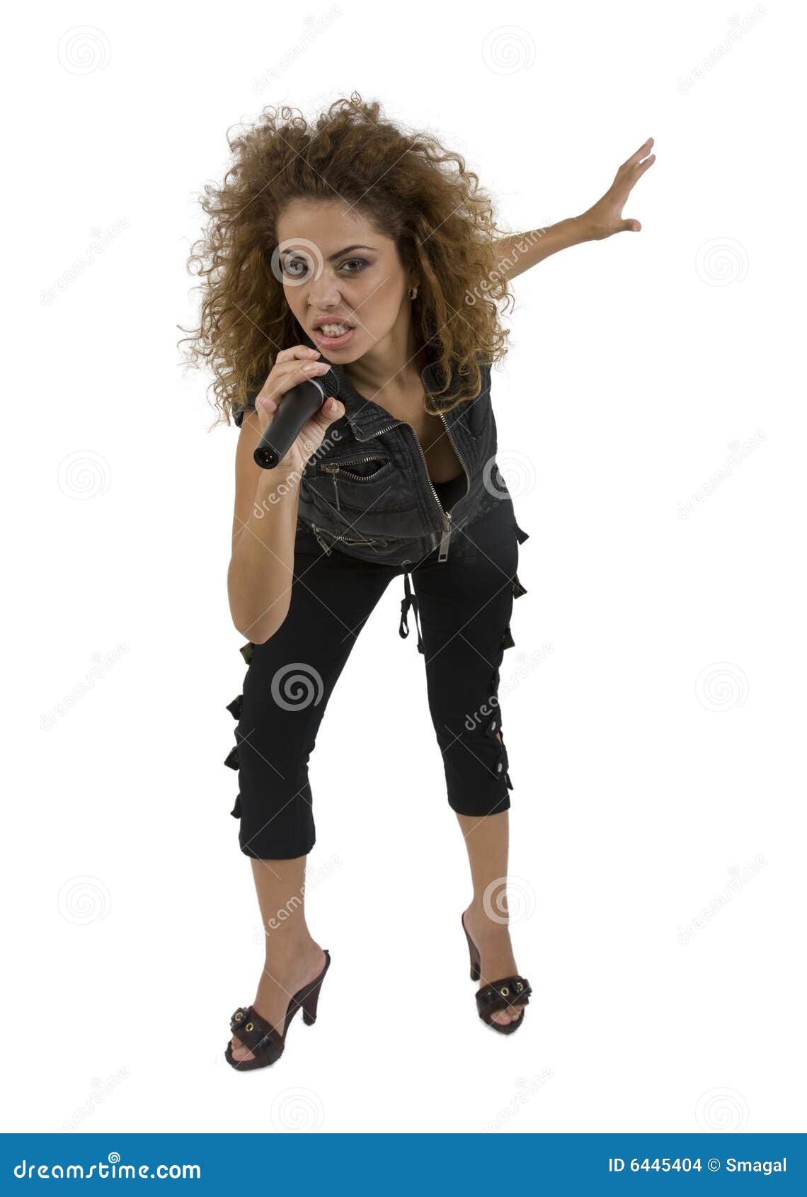 Pretty Singer with Microphone Stock Photo - Image of gorgeous, fashion ...