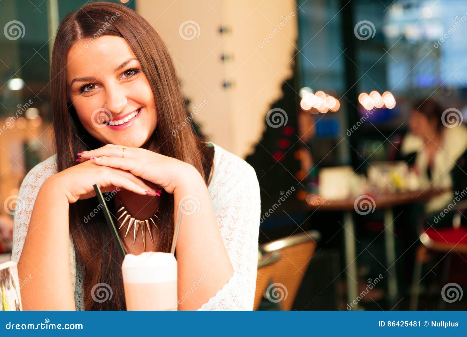 Pretty Single Lady Sitting in a Cafe Stock Image - Image of happy, cafe ...