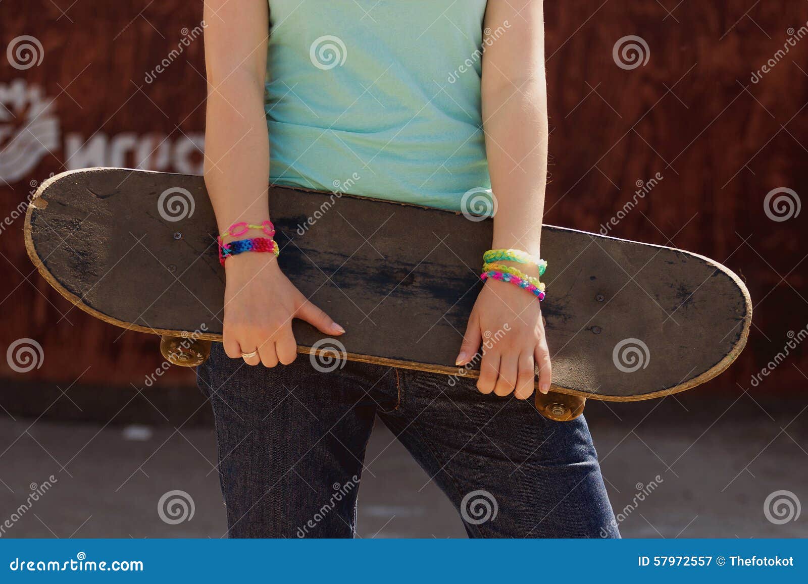 Pretty Skater Girl Holding Skateboard Stock Image Image Of Attractive