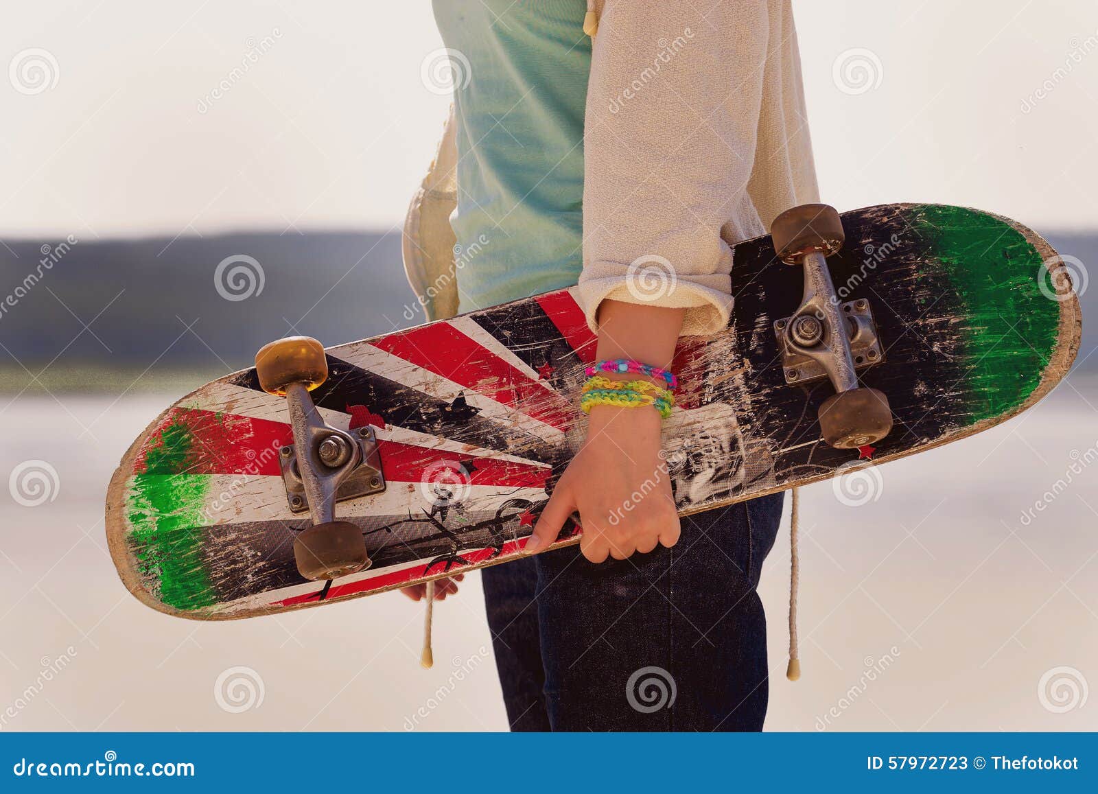 Pretty Skater Girl Holding Skateboard Stock Image Image Of Copyspace