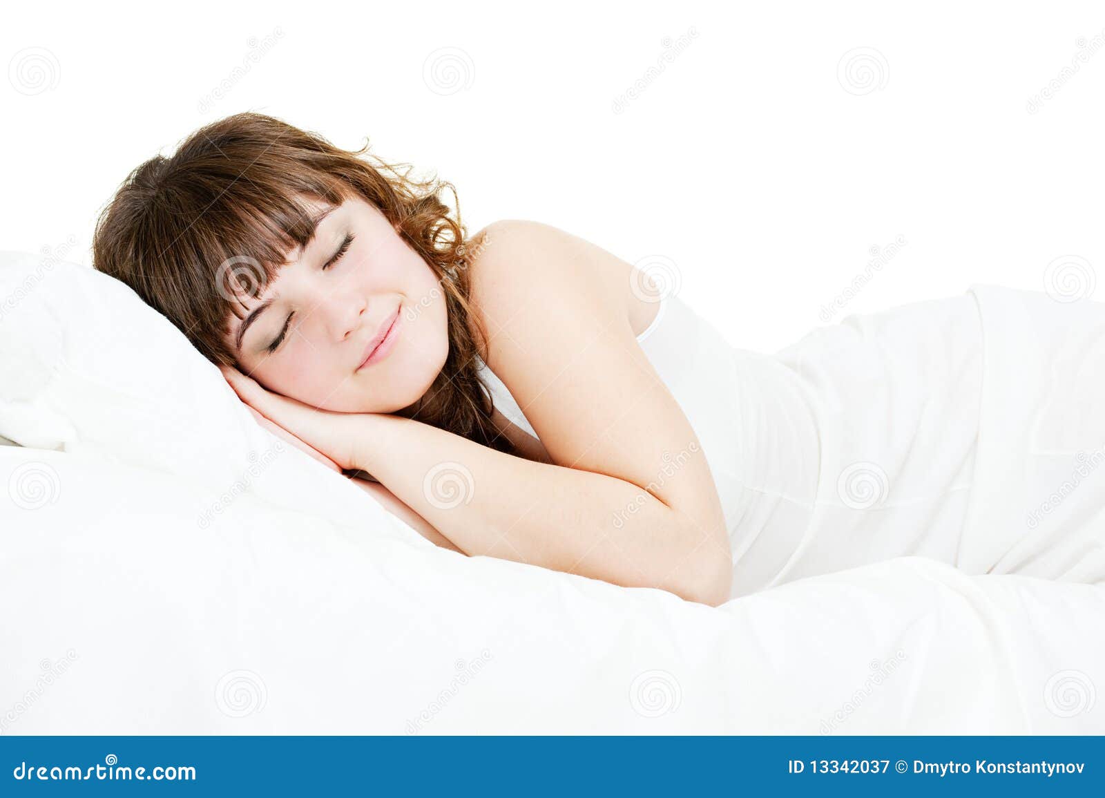 Pretty sleeping woman stock image. Image of female, nightie - 13342037