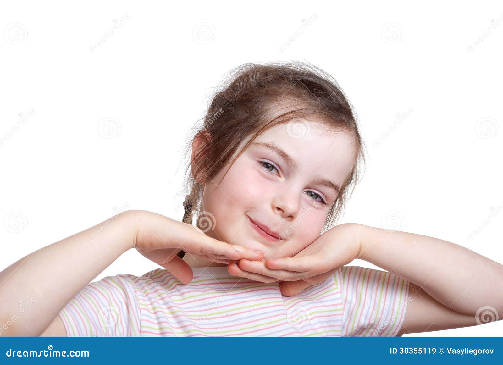 Smile Child In The Jeans Coverall Walk On The Grass Royalty-Free Stock ...