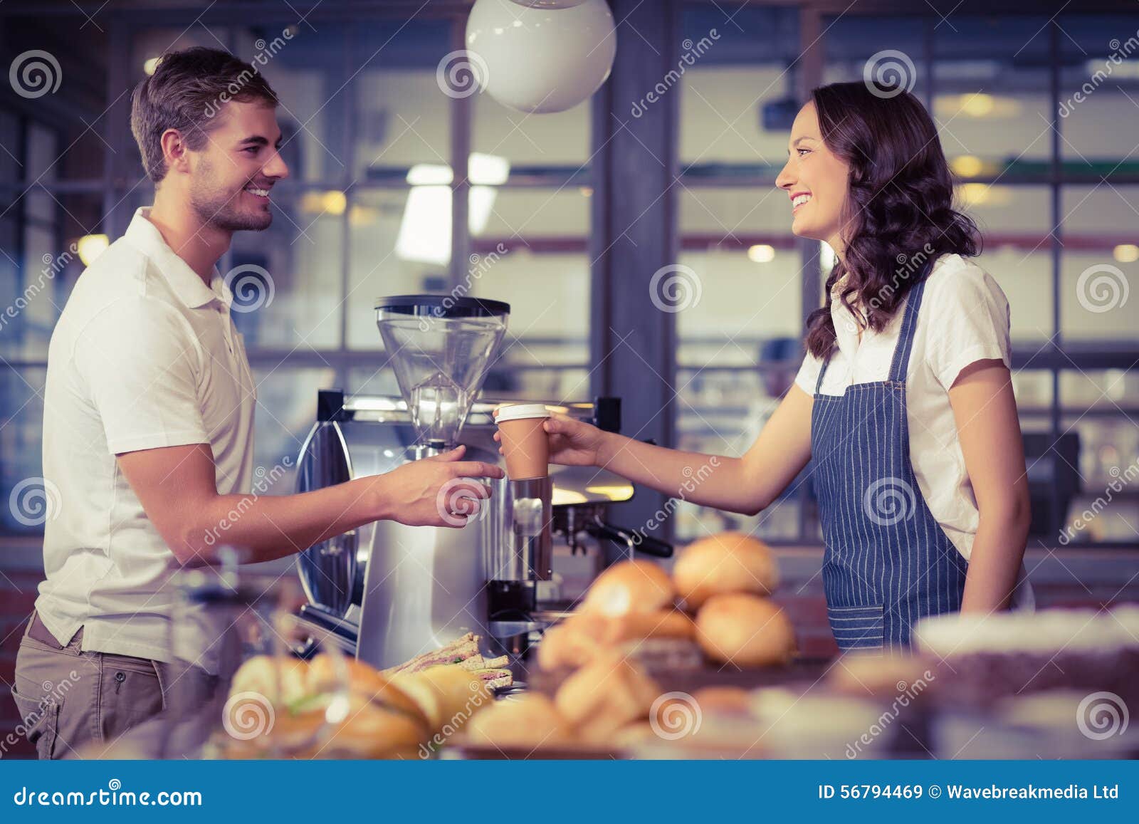 Pretty Smiling Barista Serving a Customer Stock Image - Image of female ...