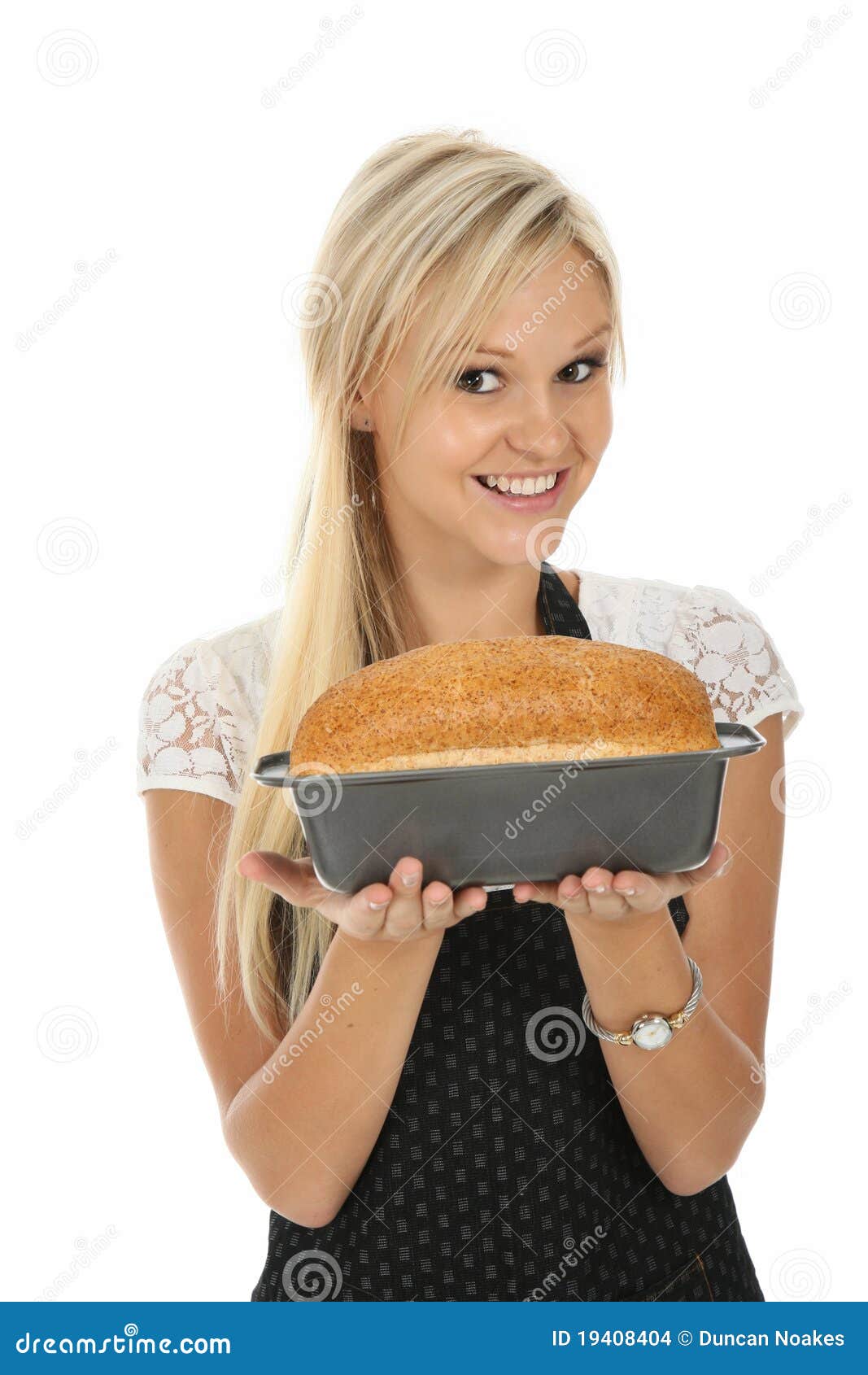 Pretty Smiling Blonde Baking Girl Stock Photo - Image of apron, hair ...