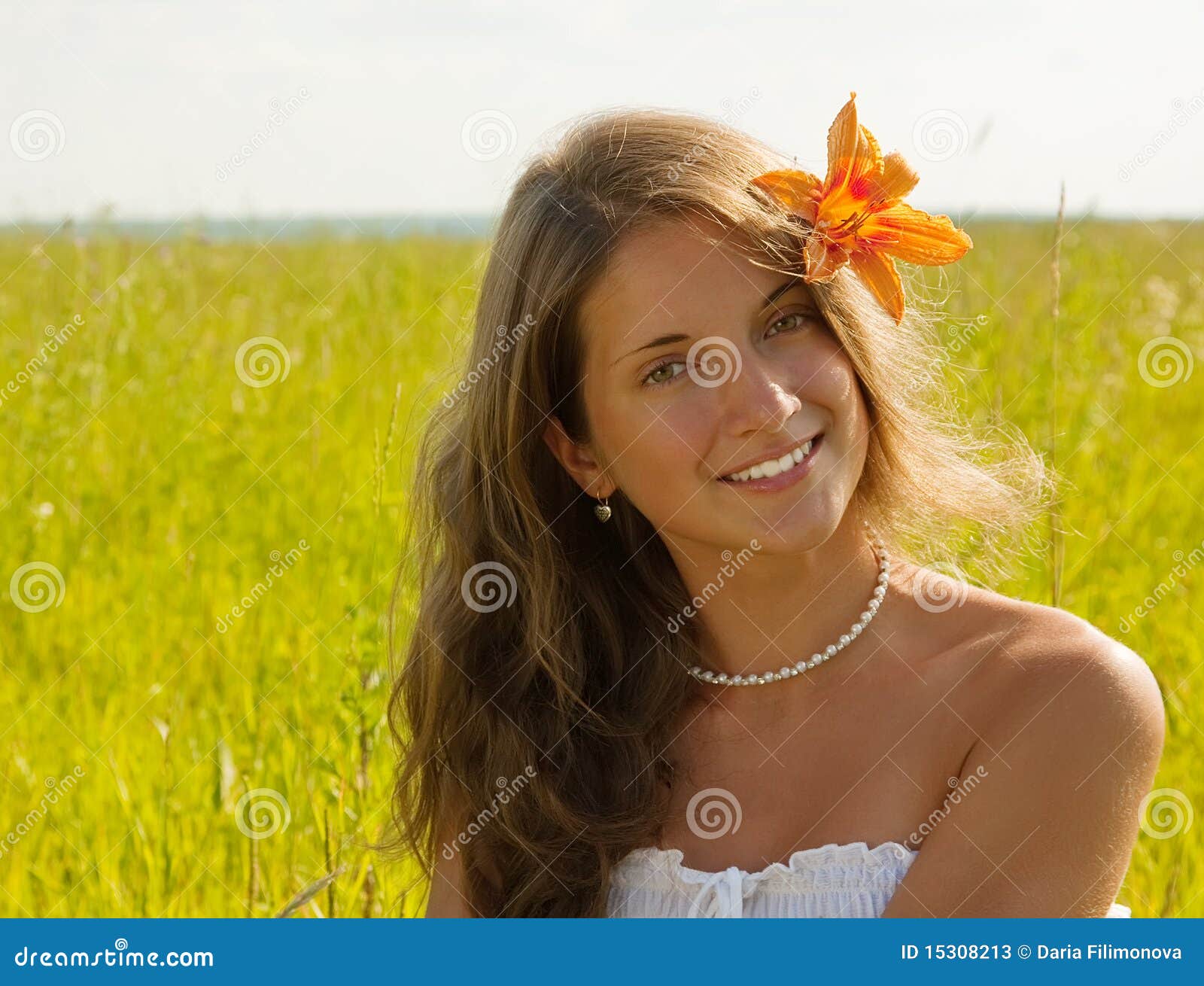 Pretty Smiling Girl Outdoor Stock Image - Image of face, happy: 15308213