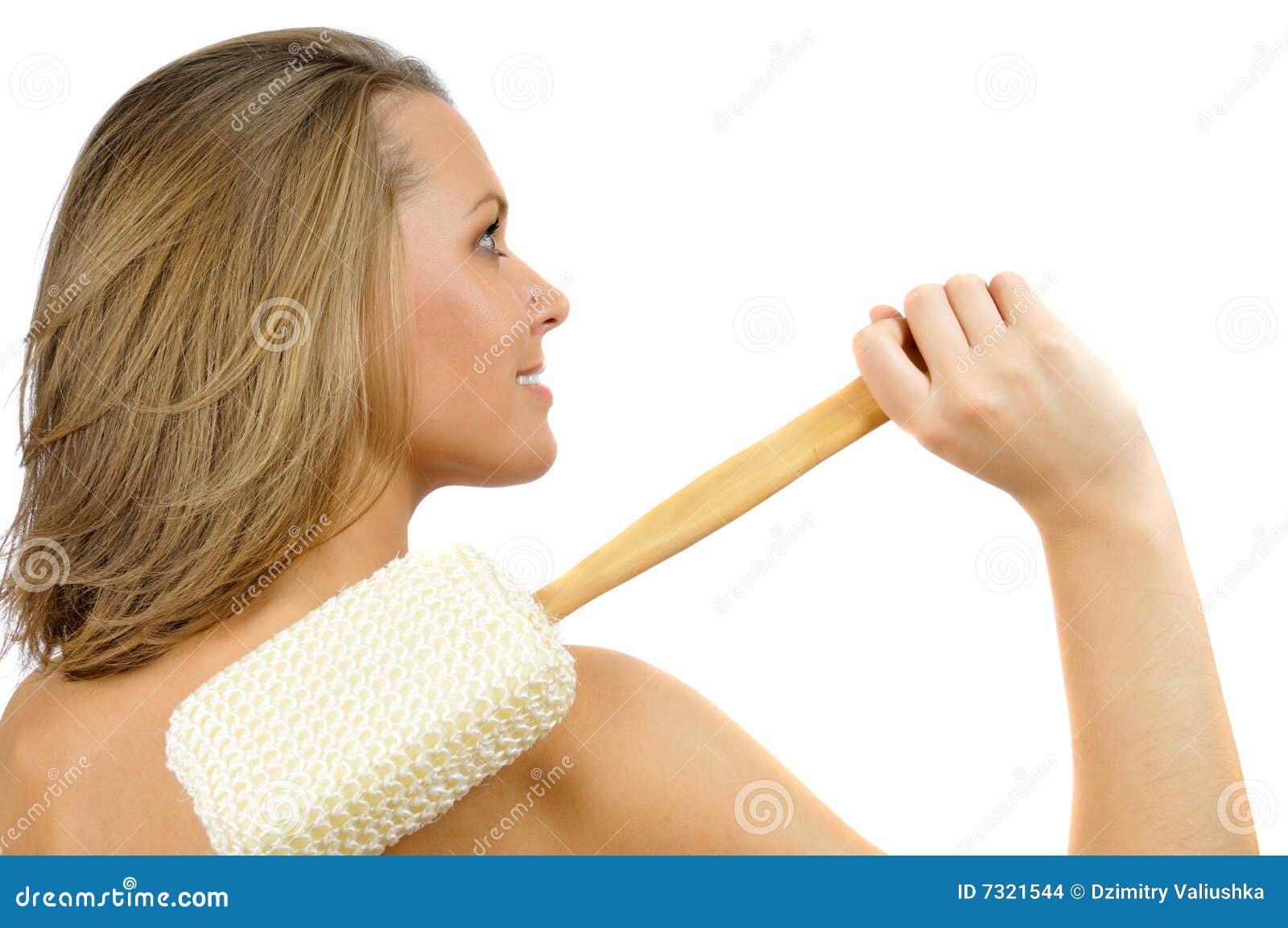 Pretty Smiling Girl Washing Her Back Stock Photo - Image of bath, naked ...