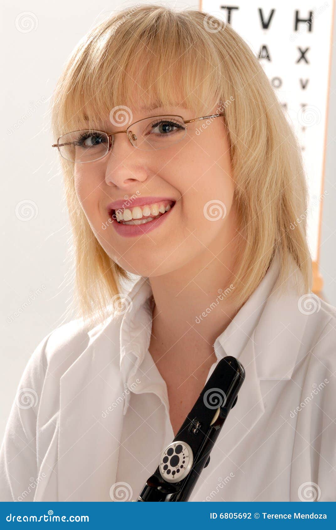 Pretty Smiling Optometrist or Optician Stock Photo - Image of optical ...