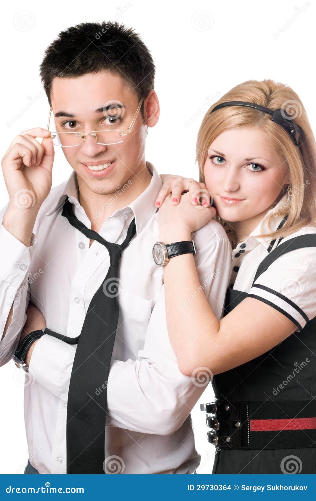 Pretty Smiling Student Pair. Isolated Stock Photo - Image of caucasian ...