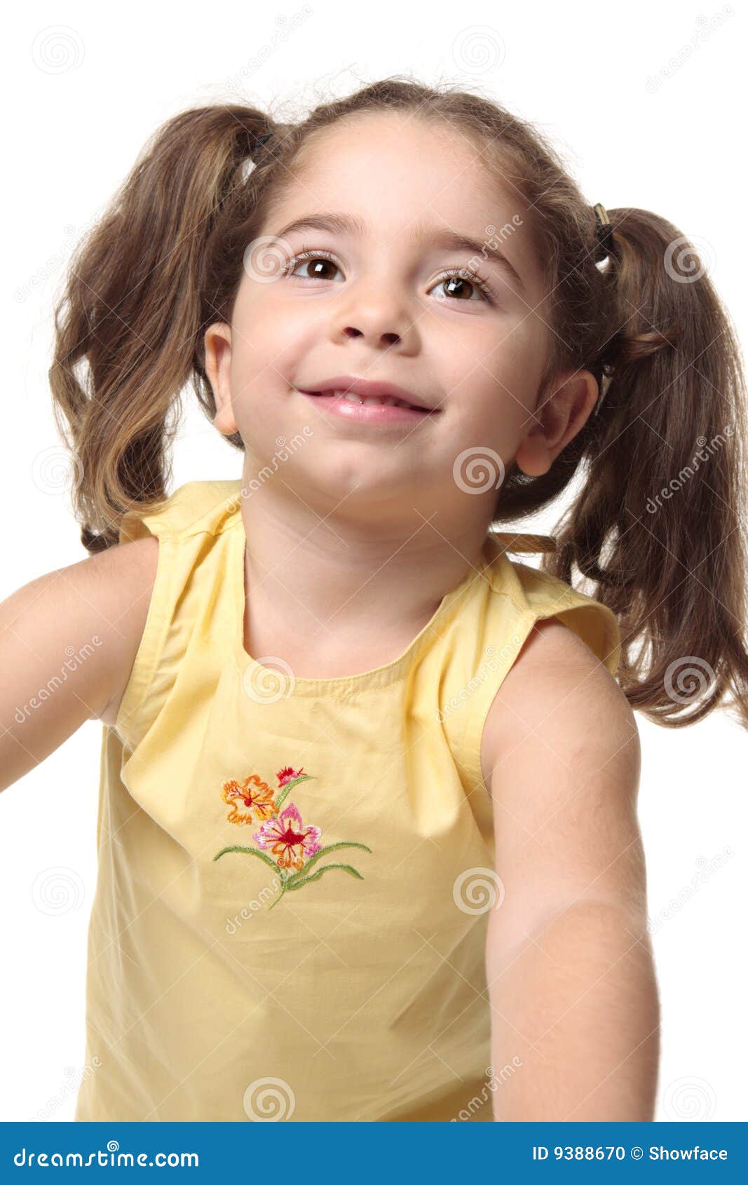 Pretty Smiling Toddler Girl Stock Photo - Image of yellow, background ...