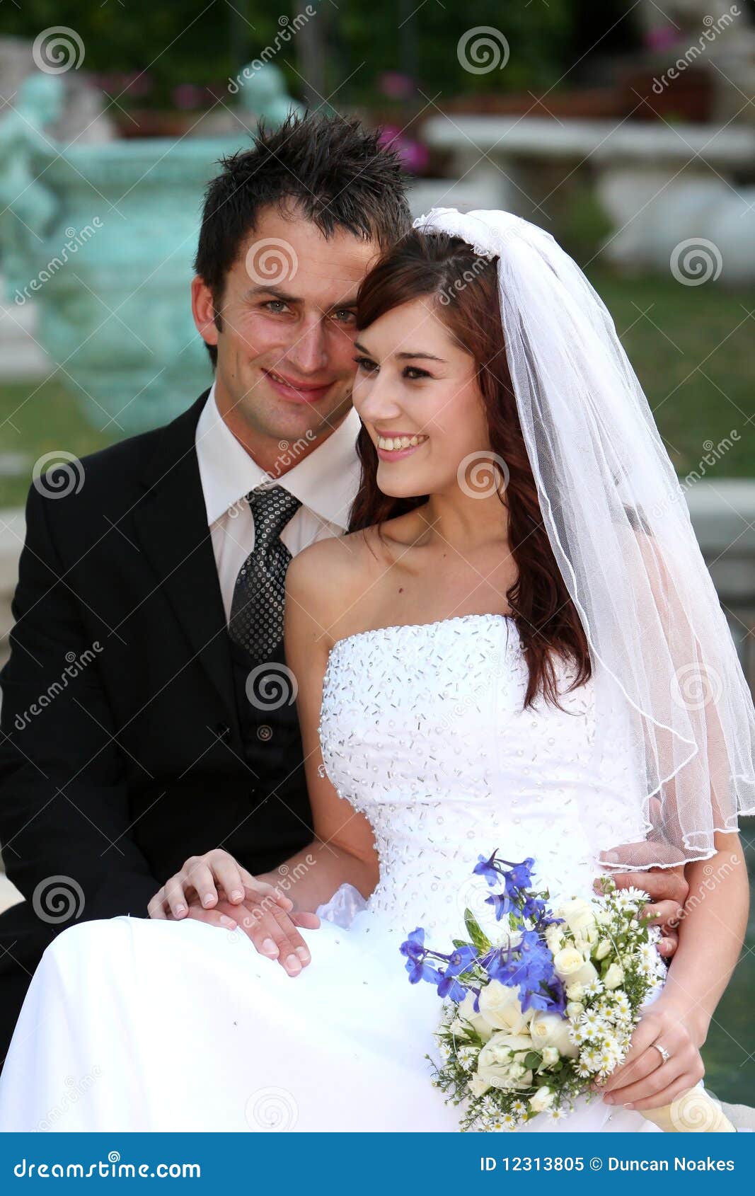 Pretty Smiling Wedding Couple Stock Image - Image of female, happy ...