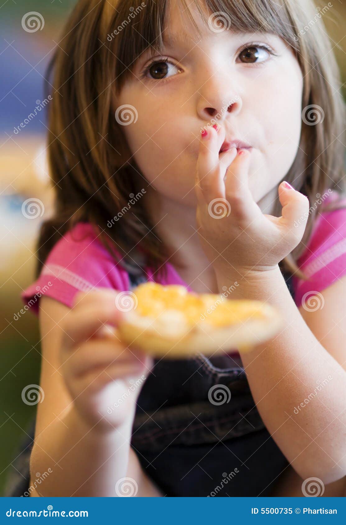 Pretty Smiling Young Girl Eating a Muffin Stock Image - Image of cute ...
