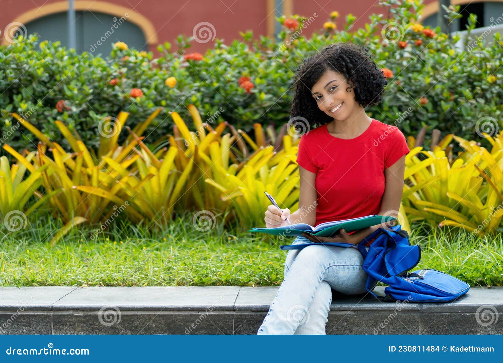 Pretty Spanish Female Student Learning at Campus Stock Photo - Image of ...