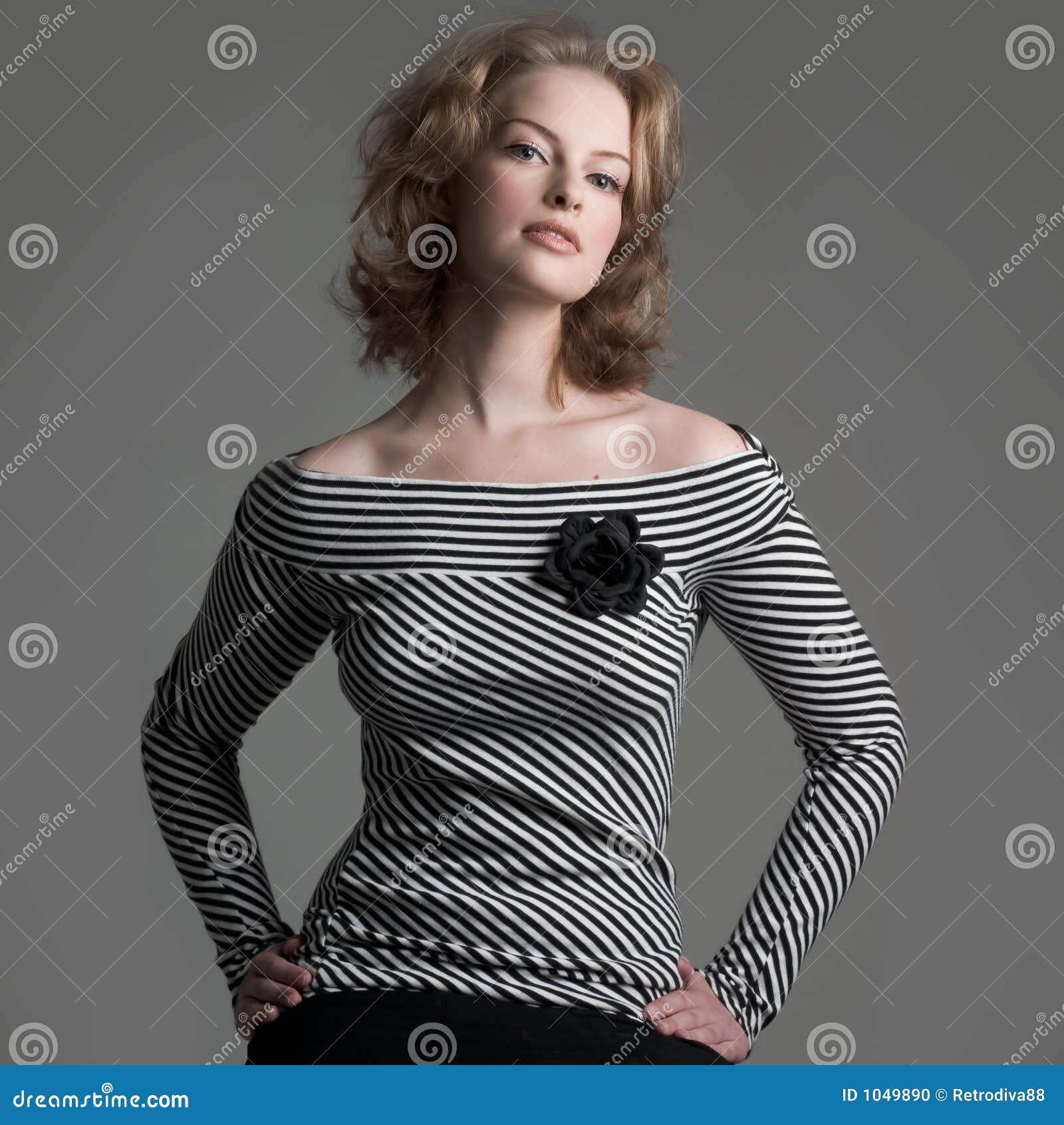 Pretty in Stripe stock photo. Image of girl, stripe, flower - 1049890