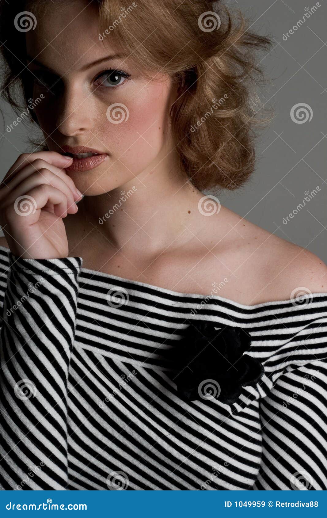 Pretty in Stripe stock image. Image of skincare, pose - 1049959