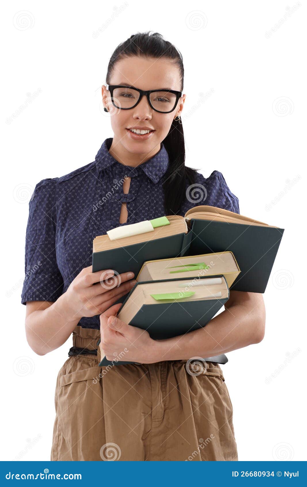Pretty Student with Books Smiling Stock Photo - Image of casual ...