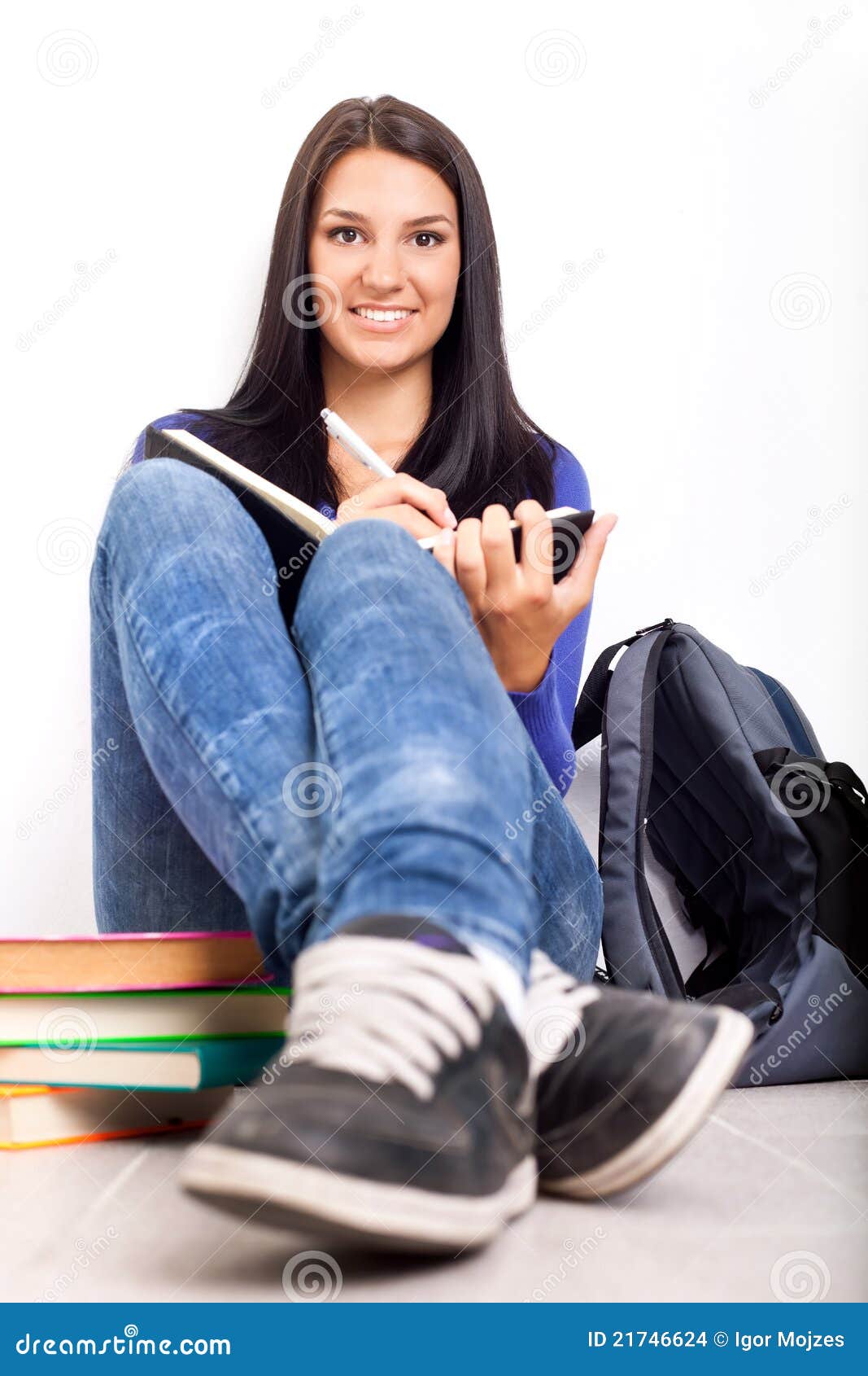 Pretty student on break stock photo. Image of happy, learning - 21746624