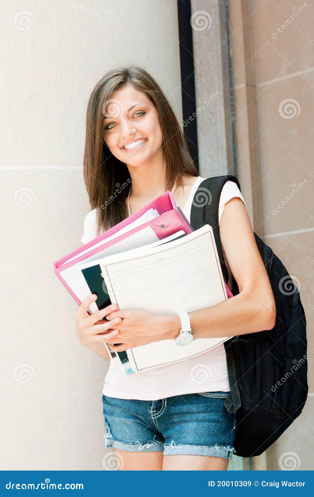 Pretty Student Ready for Class Stock Image - Image of hair, casual ...