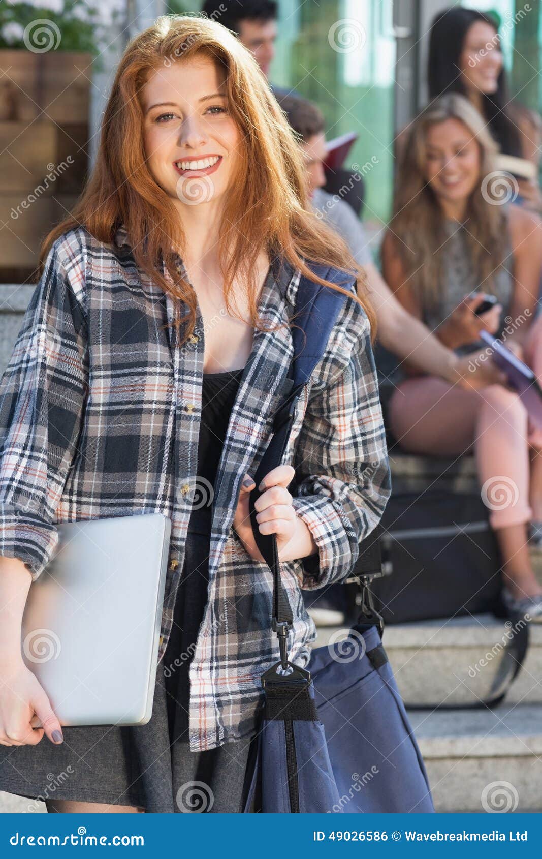 Pretty Student Smiling at Camera Outside Stock Photo - Image of adult ...
