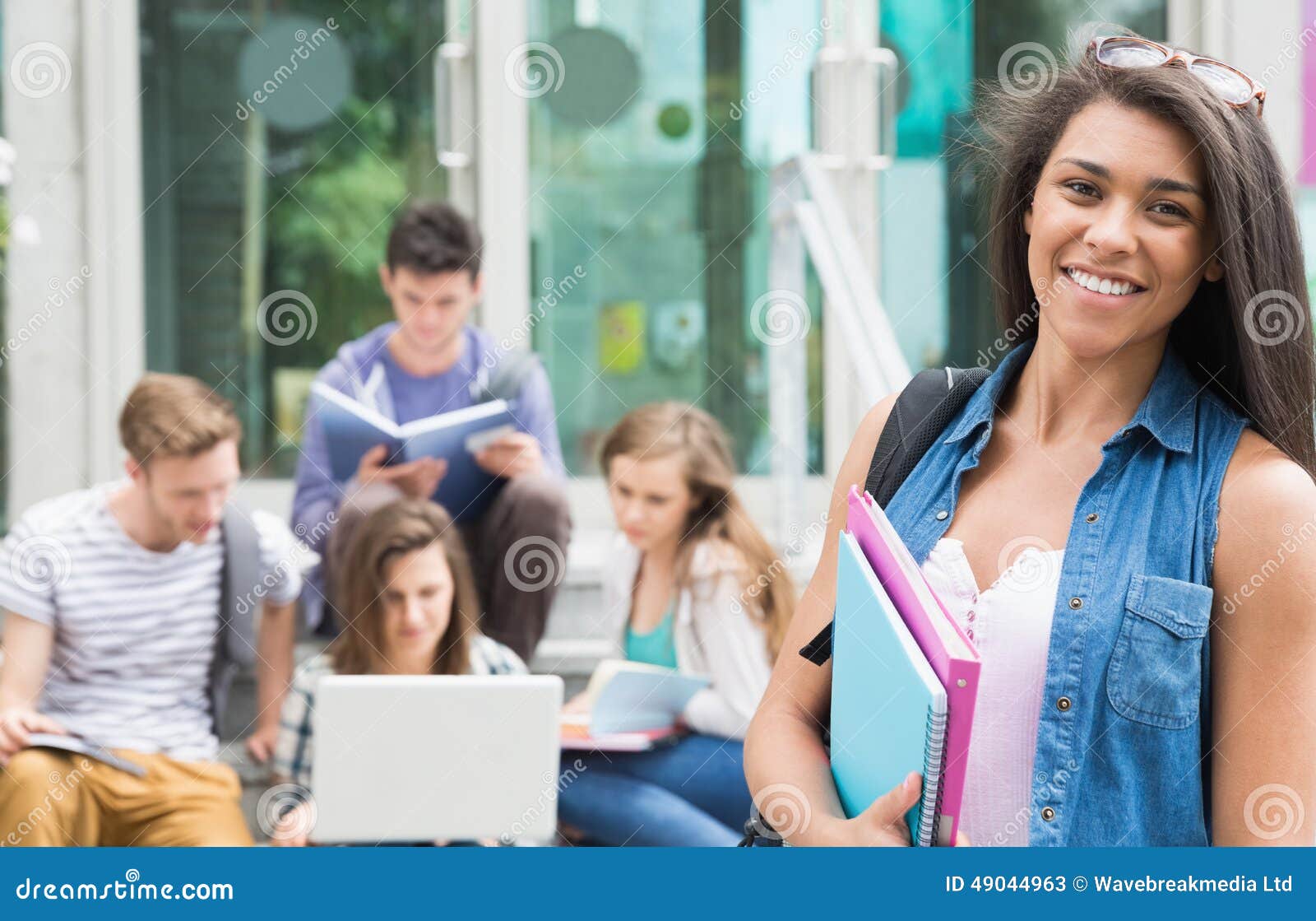 Pretty Student Smiling at Camera Outside Stock Image - Image of people ...