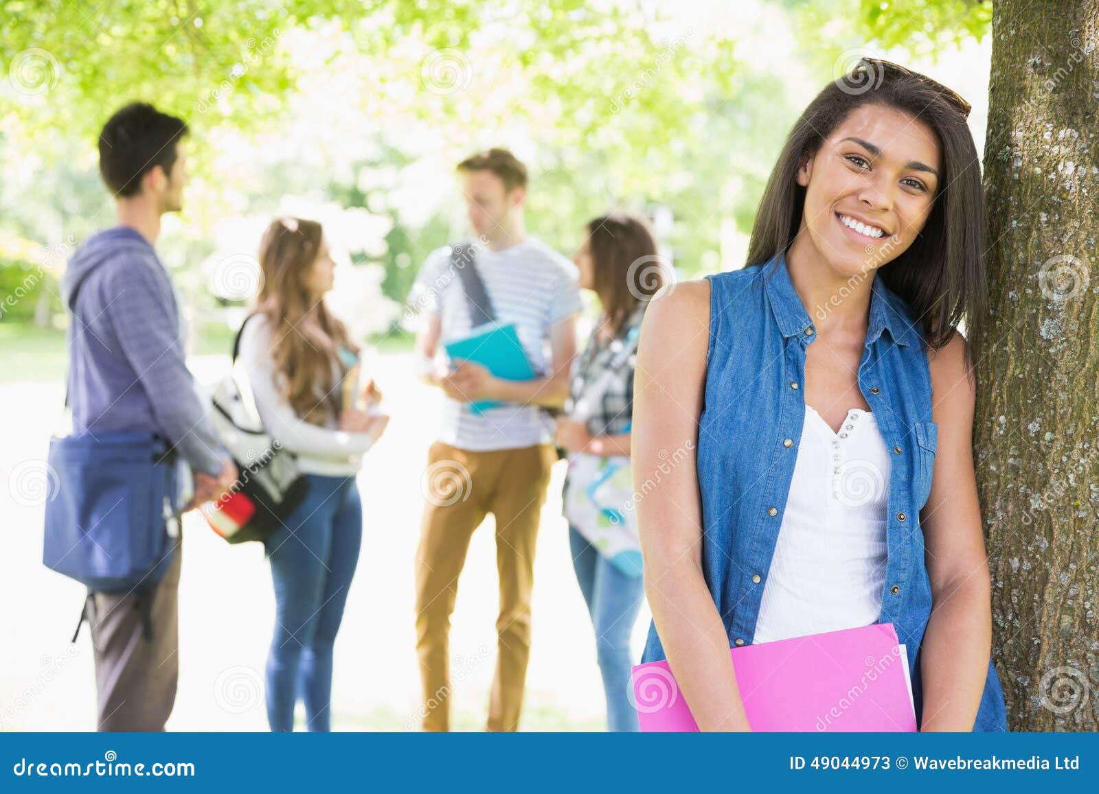 Pretty Student Smiling at Camera Outside Stock Image - Image of school ...