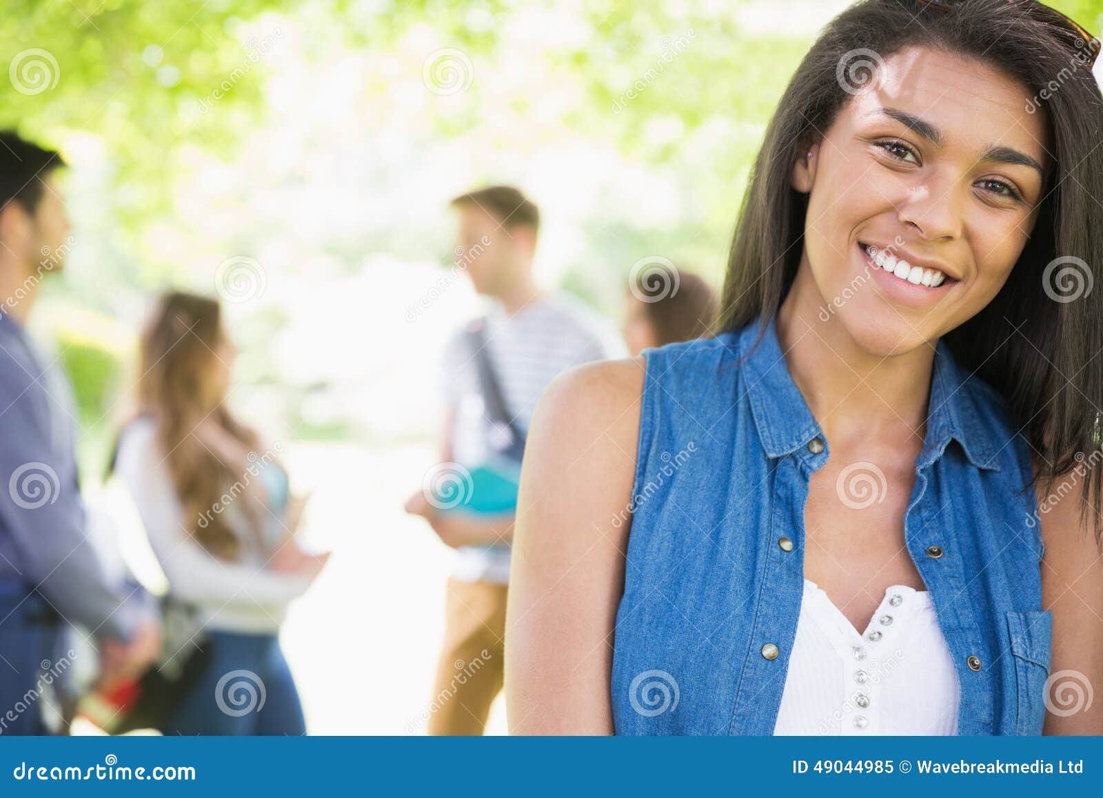 Pretty Student Smiling at Camera Outside Stock Image - Image of ...