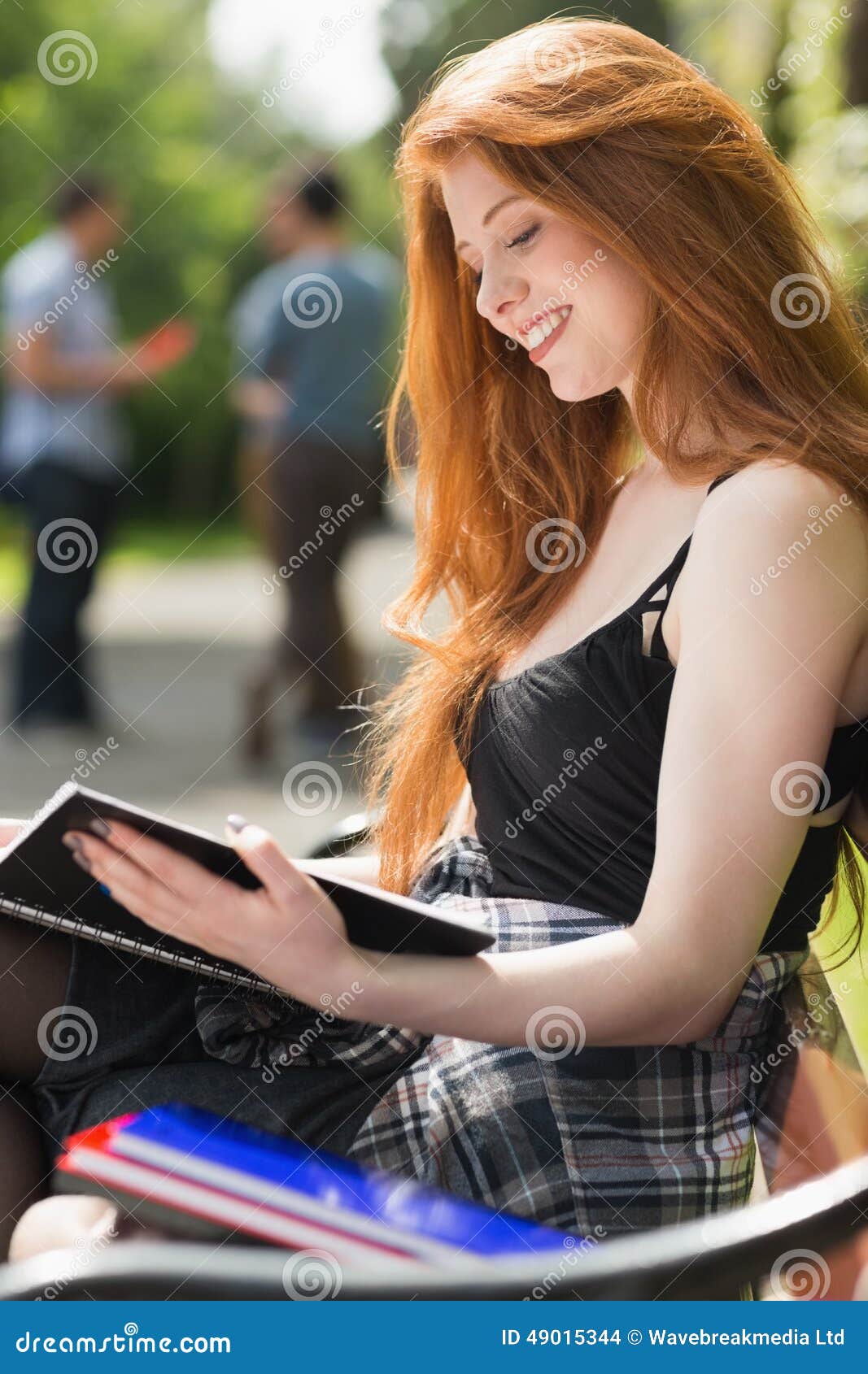 Pretty Student Studying Outside on Campus Stock Photo - Image of ...