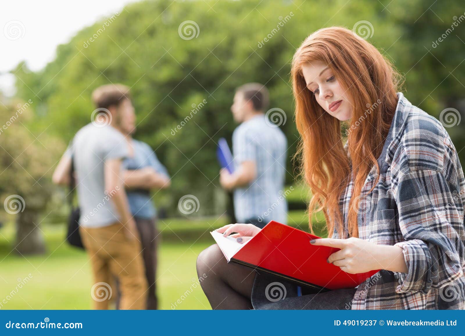 Pretty Student Studying Outside on Campus Stock Image - Image of higher ...