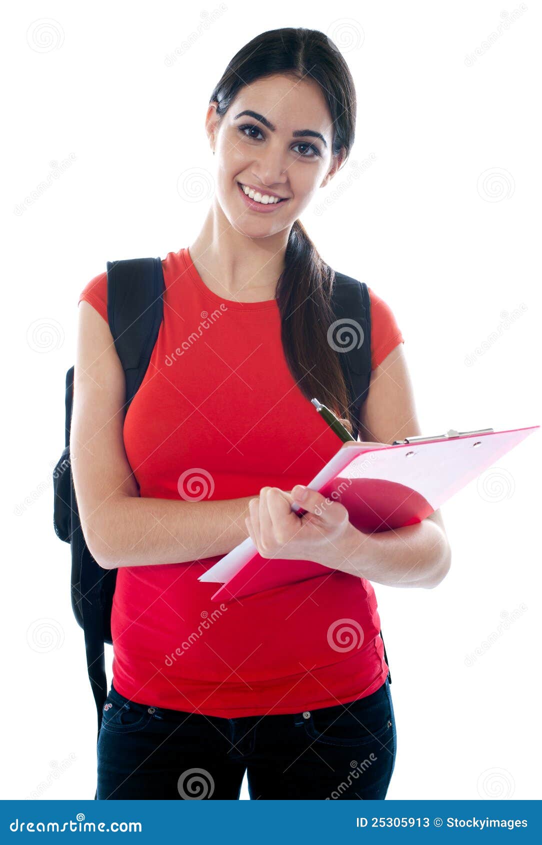 Pretty Student Writing on Clipboard Stock Image - Image of lady, model ...