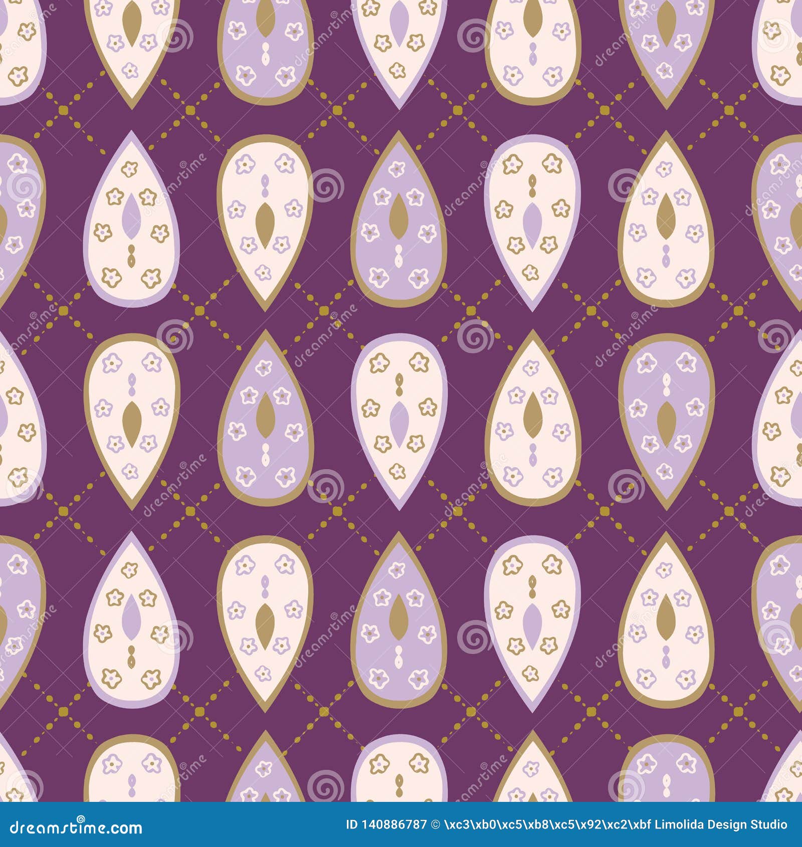 Pretty Stylized Tear Drop Leaves Pattern. Seamless Repeating. Hand ...