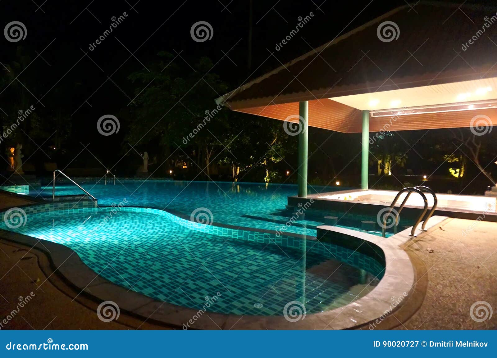 A Pretty Swimming Pool in Night at a Local Resort Stock Image - Image ...