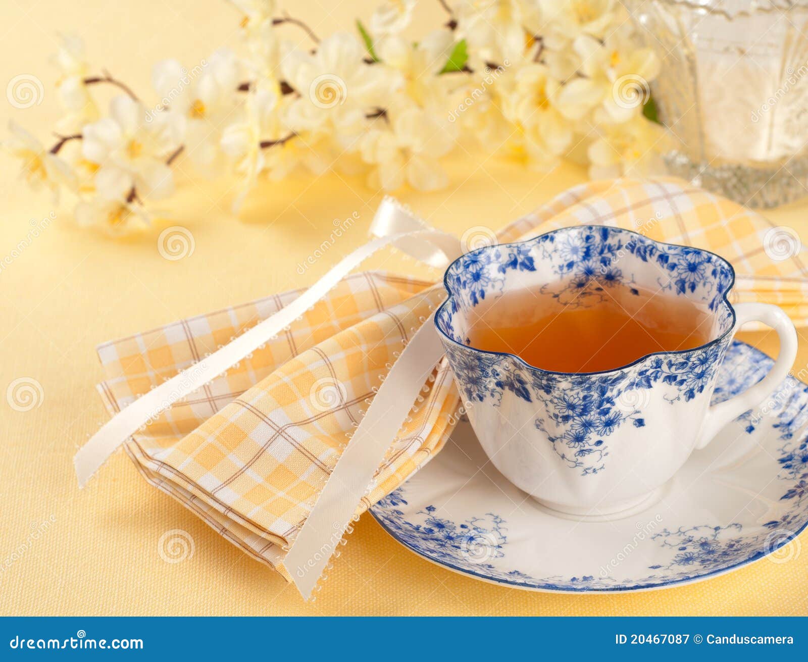 Pretty Tea Cup in Yellow Table Setting Stock Image - Image of beverage ...