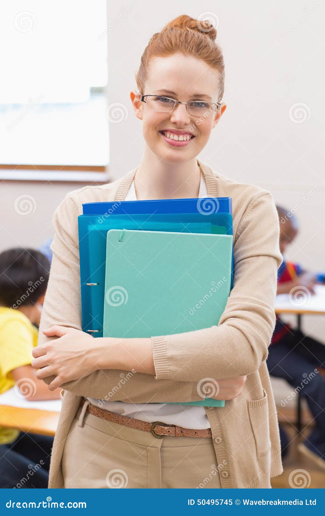 Pretty Teacher Smiling at Camera Stock Image - Image of male, learn ...