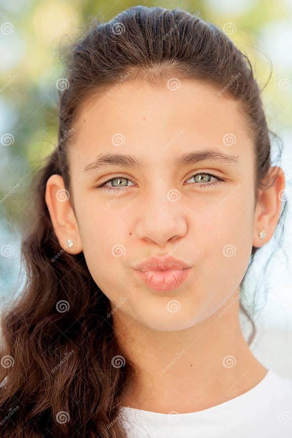 Pretty Teenager Girl Throwing A Kiss Stock Image Image Of Head Lips