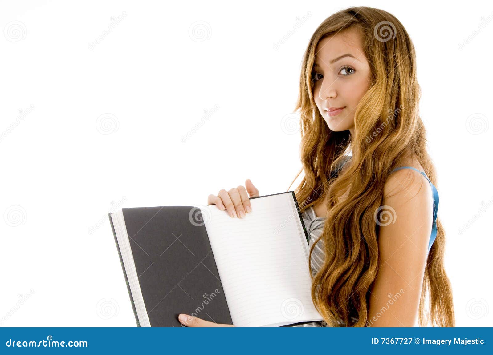 Pretty Teenager Showing Notebook Stock Image - Image of pretty ...