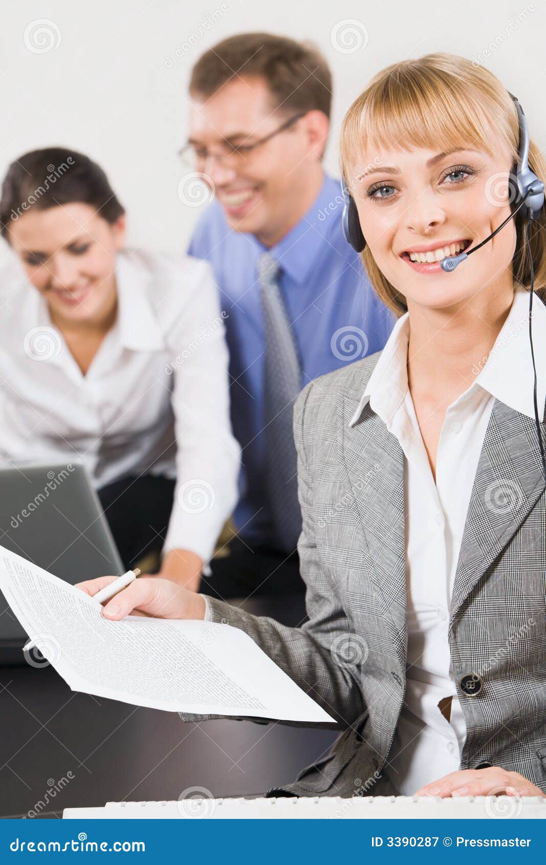Pretty telephone operator stock image. Image of beautiful - 3390287