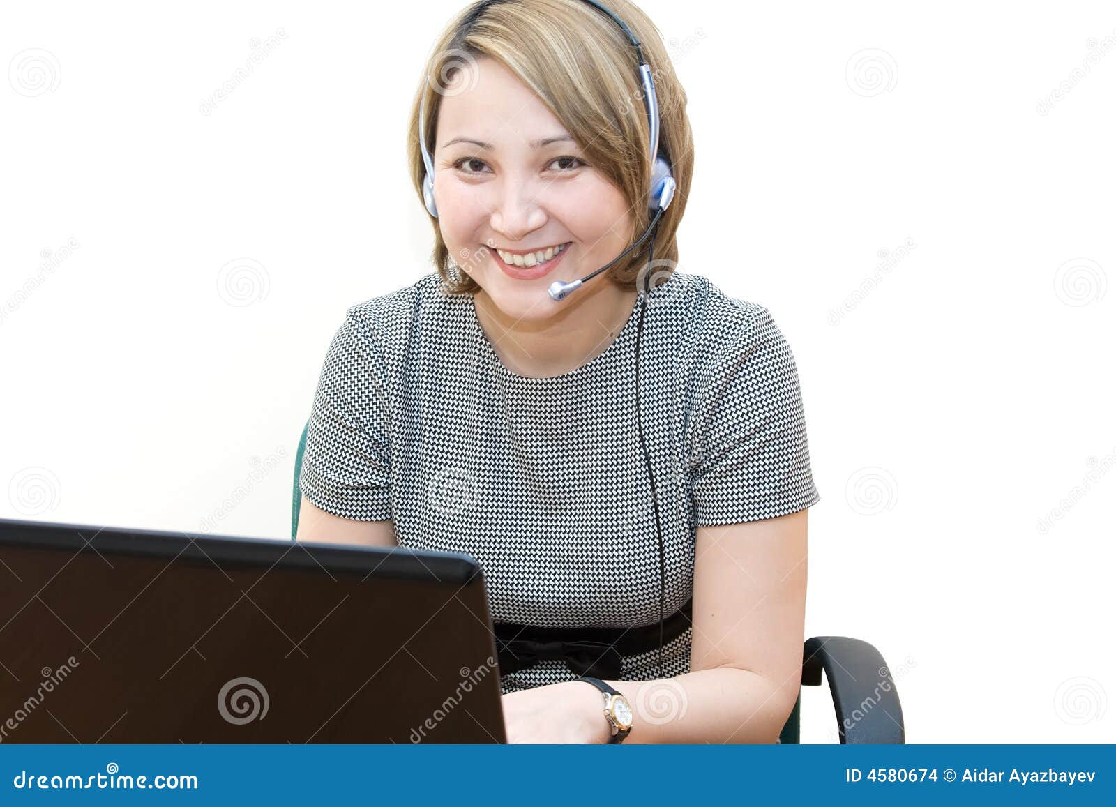 Pretty telephone operator stock photo. Image of customer - 4580674