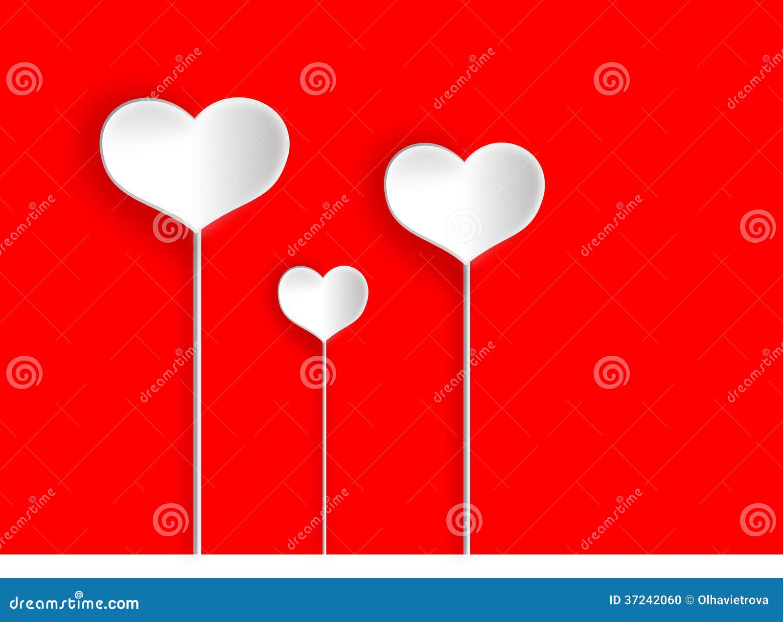 Pretty Three White Hearts for Valentines Day Stock Illustration ...