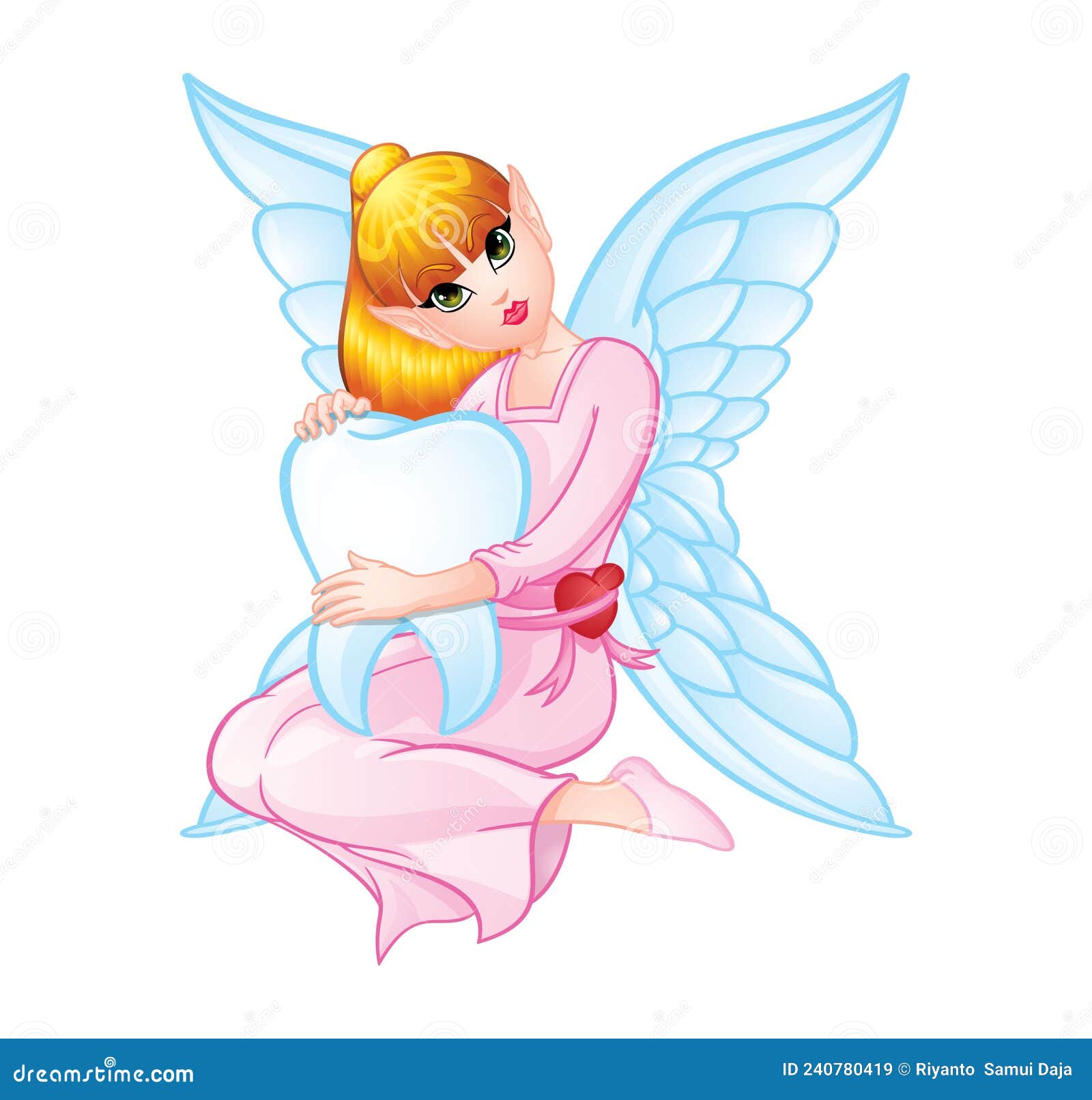 Pretty Tooth Fairy Black and White Illustration Stock Vector ...