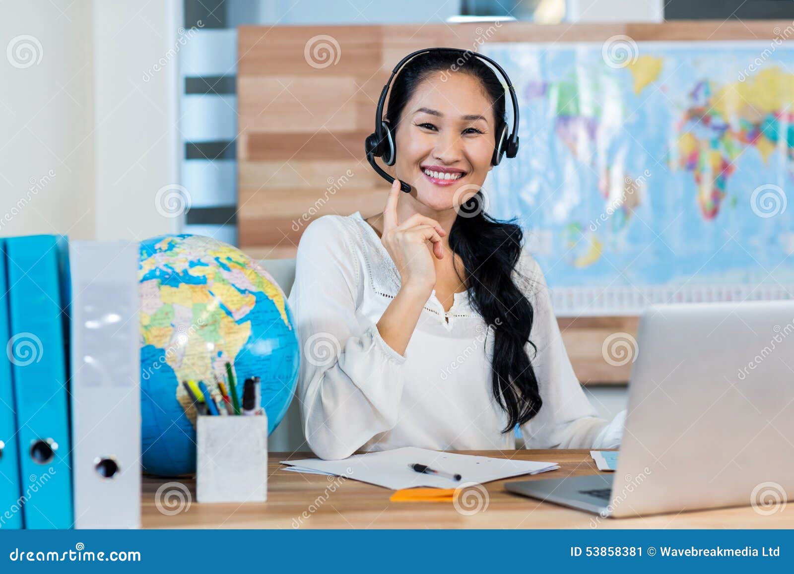 Pretty Travel Agent Smiling at Camera Stock Image - Image of ...