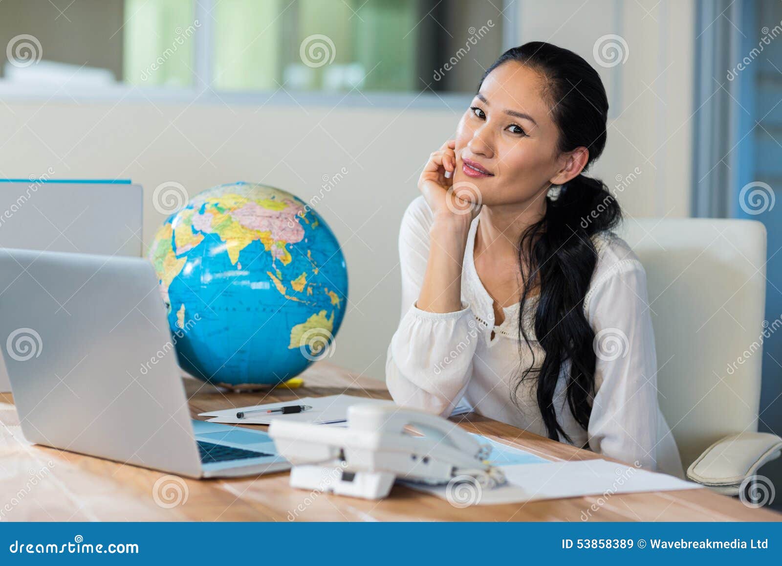 Pretty Travel Agent Smiling at Camera Stock Image - Image of young ...