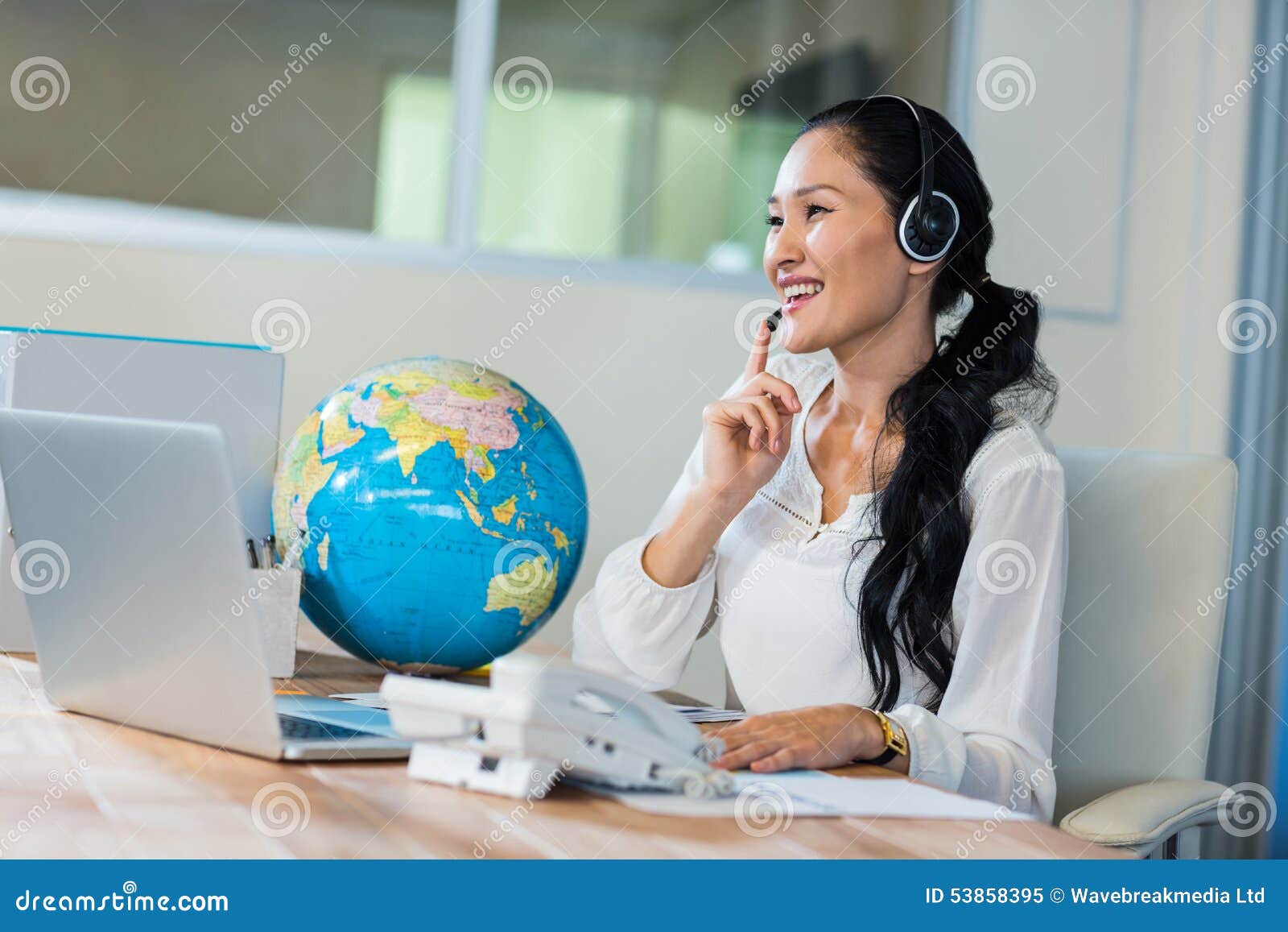 Pretty Travel Agent Speaking To Customer Stock Image - Image of center ...