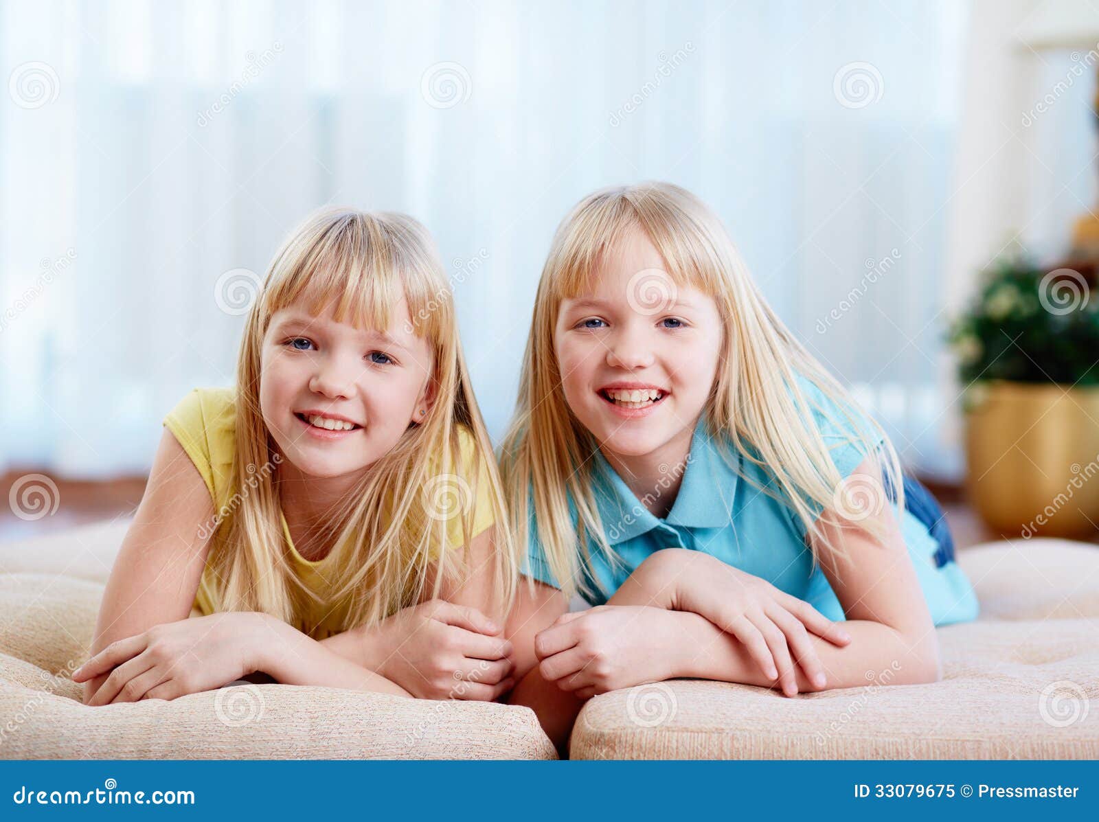 Pretty twins stock image. Image of children, expression - 33079675