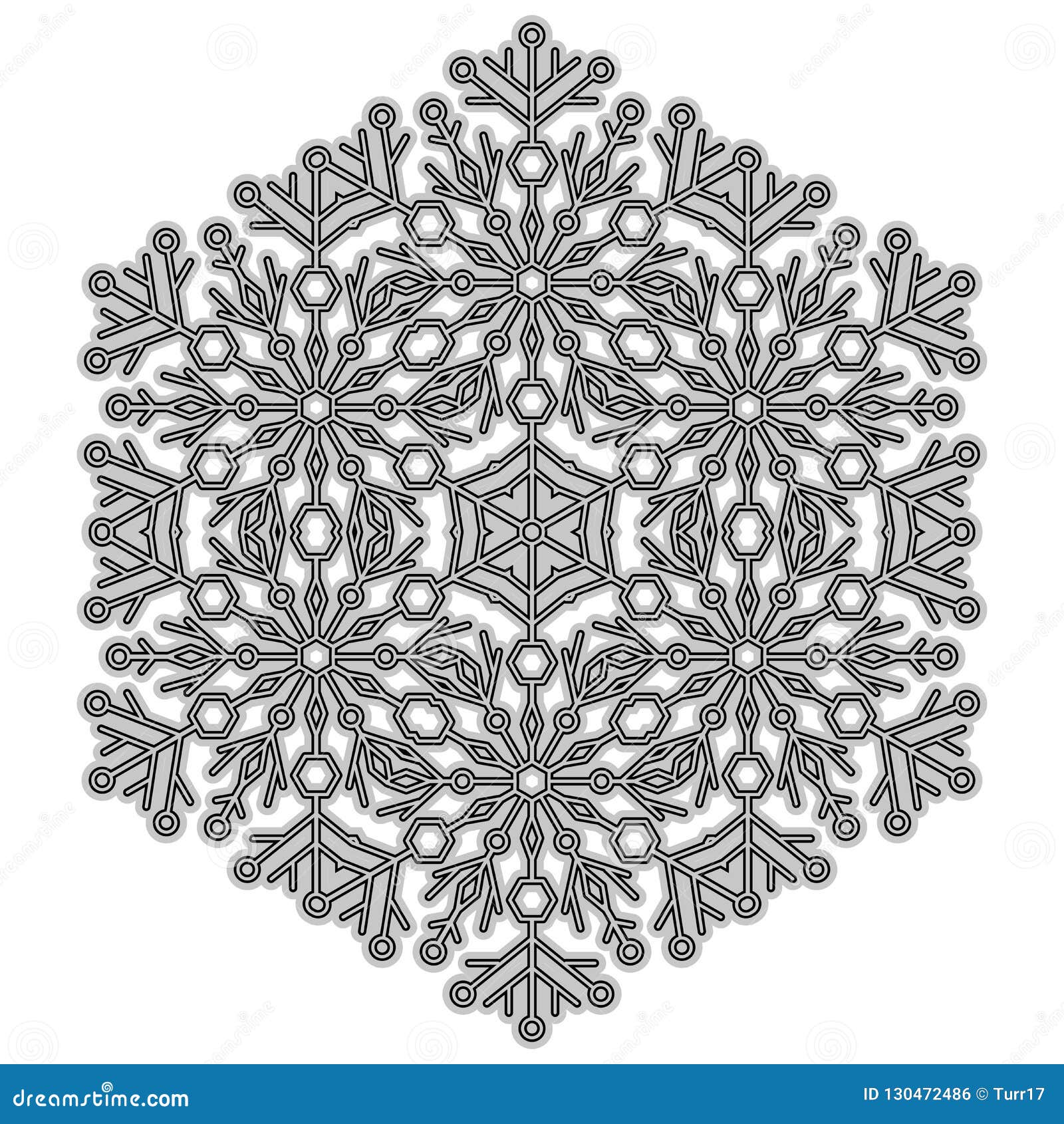 Pretty Vector Round Snowflake Stock Vector - Illustration of monogram ...