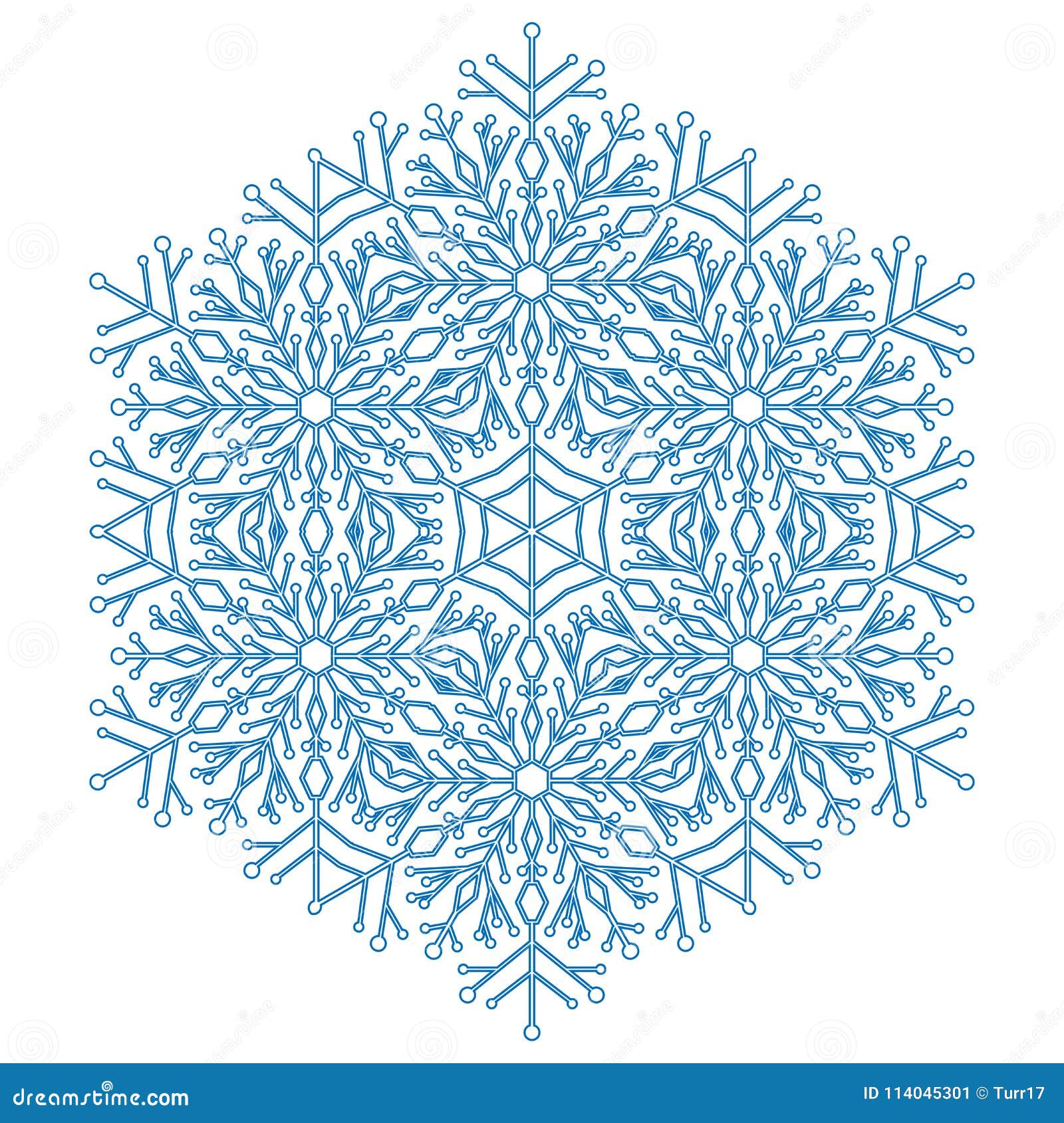 Pretty Vector Round Snowflake Stock Vector - Illustration of graphic ...
