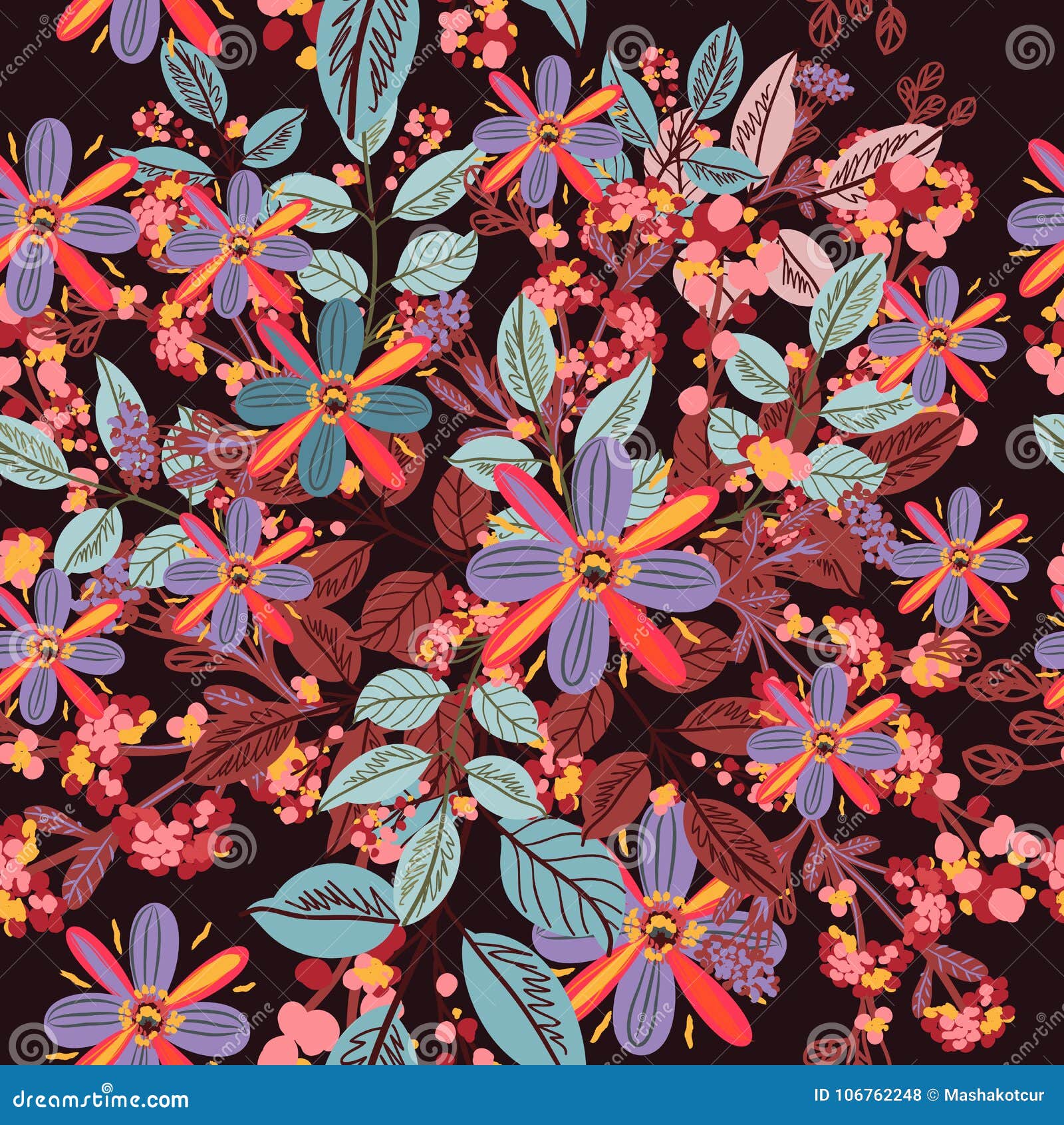 Pretty Vector Rustic Floral Pattern Ideal for Fabric Stock Vector ...