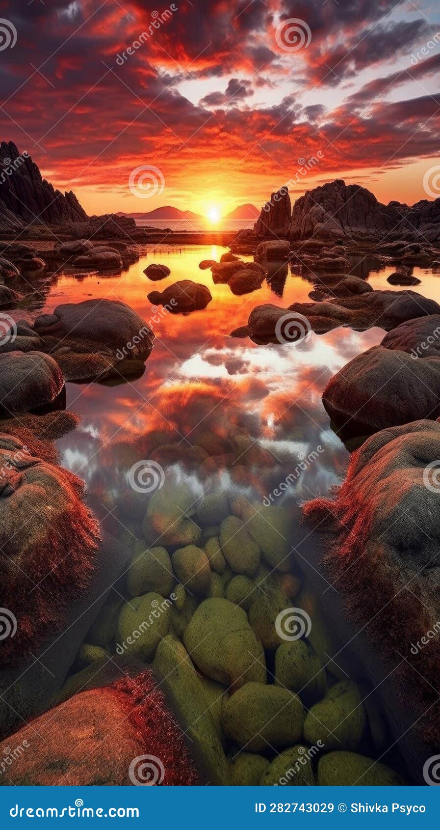 Pretty View of Breathtaking Sunrise Landscape Stock Illustration ...